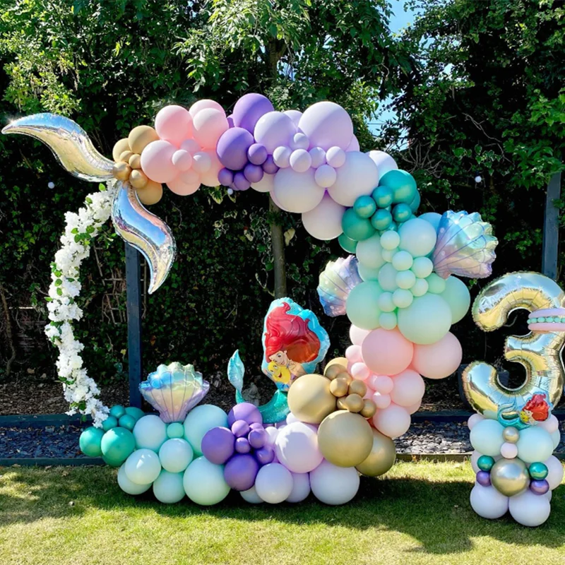 138Pcs/Set Disney Ariel Balloon Theme Party Decoration Mermaid Macaroon ...