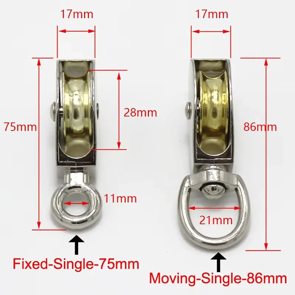 1Pcs Durable 43/58/86mm Moving Pulley Single/Double Wheels Zinc Alloy ...