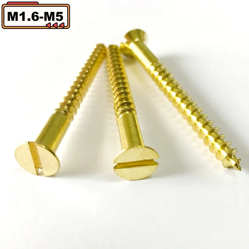 5-50pcs-M1-6-M6-Solid-Wood-Screw-Brass-Copper-Countersunk-Slotted-Drive ...