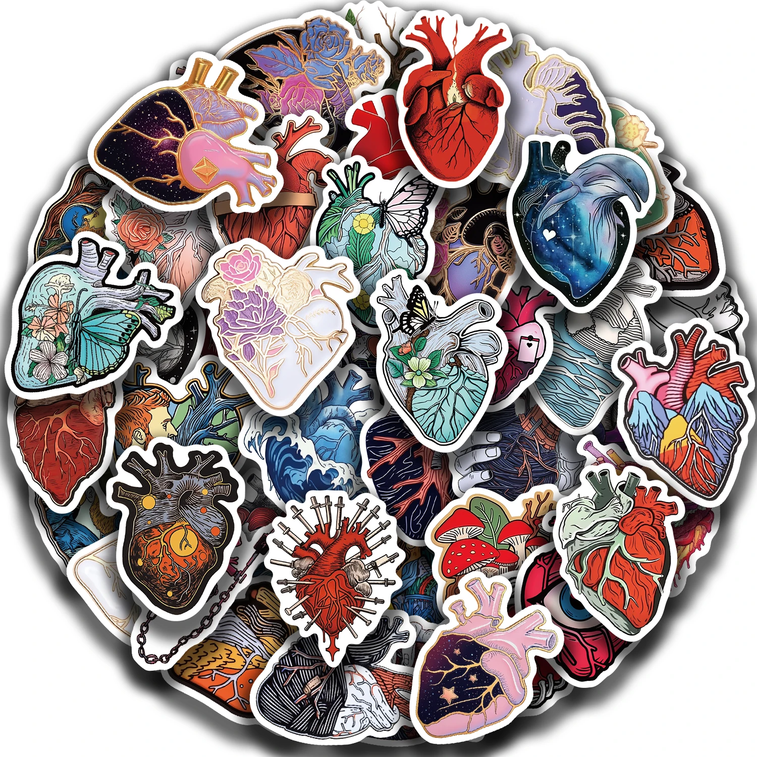 52pcs-Creative-Cartoon-Heart-Organ-Stickers-Waterproof-Sticker-For ...