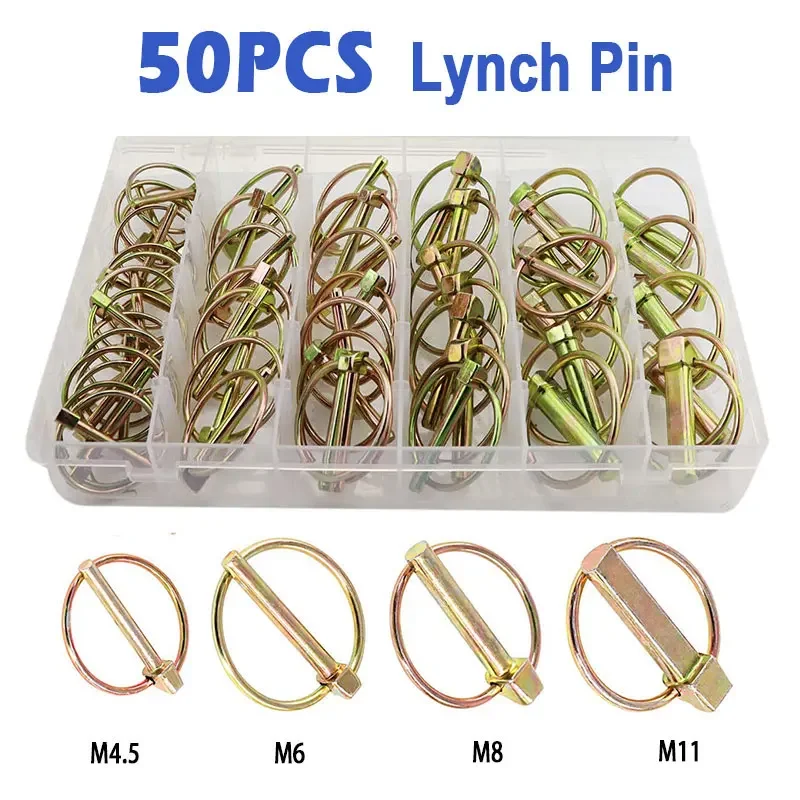 50Pcs-Lynch-Locking-Pin-Assortment-Kit-Heavy-Duty-Spring-Steel-Annular ...