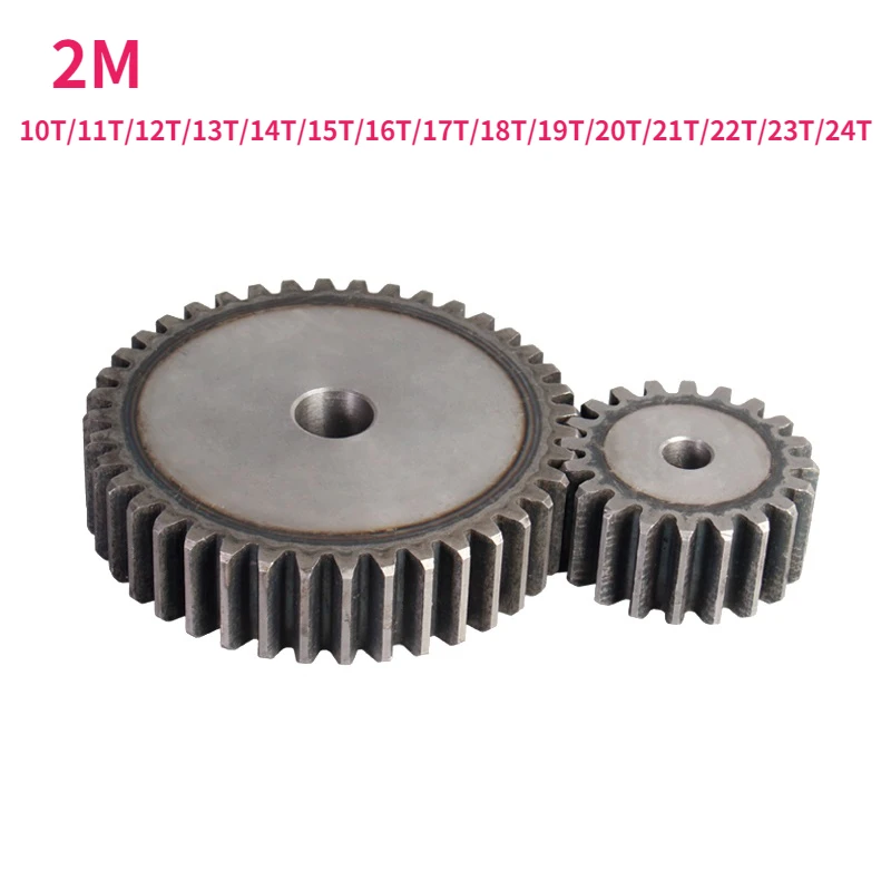2M Spur Gear 10T/11T/12T/13T/14T/15T/16T/17T/18T/19T/20T/21T/22T/23T/24T 45# Carbon Steel ...