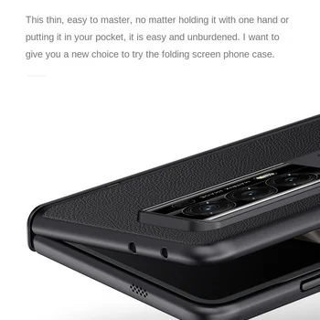 Automatic Spring Hinge Leather case For Honor Magic V2 Tempered Glass ...