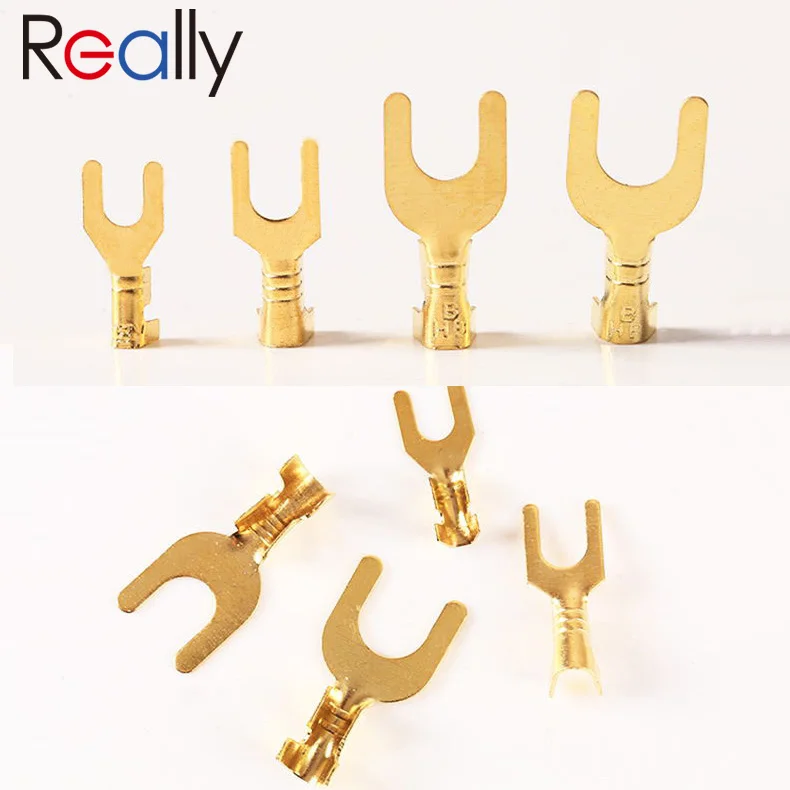 COSSE ELECTRIQUE,M4--Cosse de câble en cuivre en forme de U, Terminal de fourche de terre M3 4 5 ...