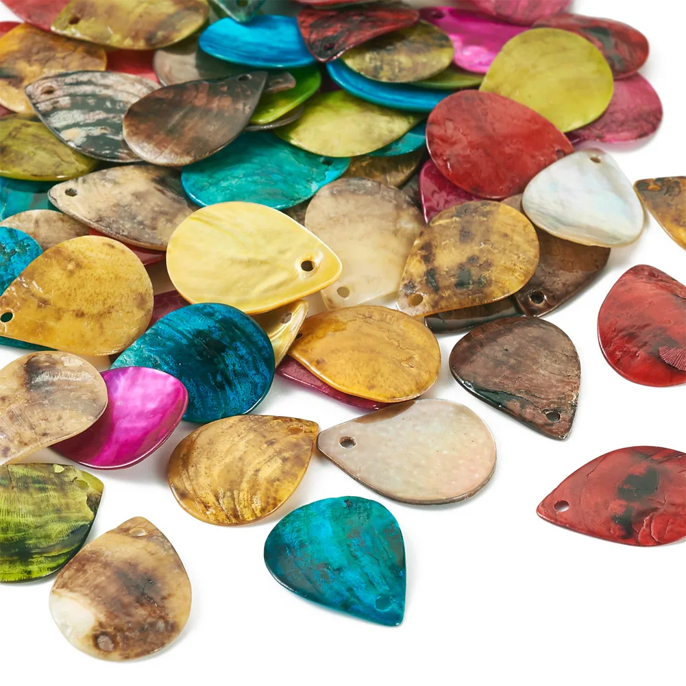 70Pcs-Spray-Painted-Natural-Akoya-Shell-Pendants-Teardrop-Connector ...