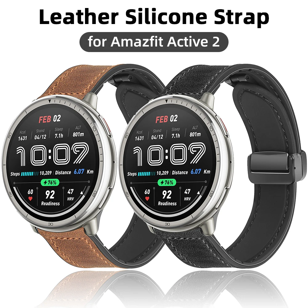Pulseira de silicone de couro para amazfit active 2 band pulseira de ...