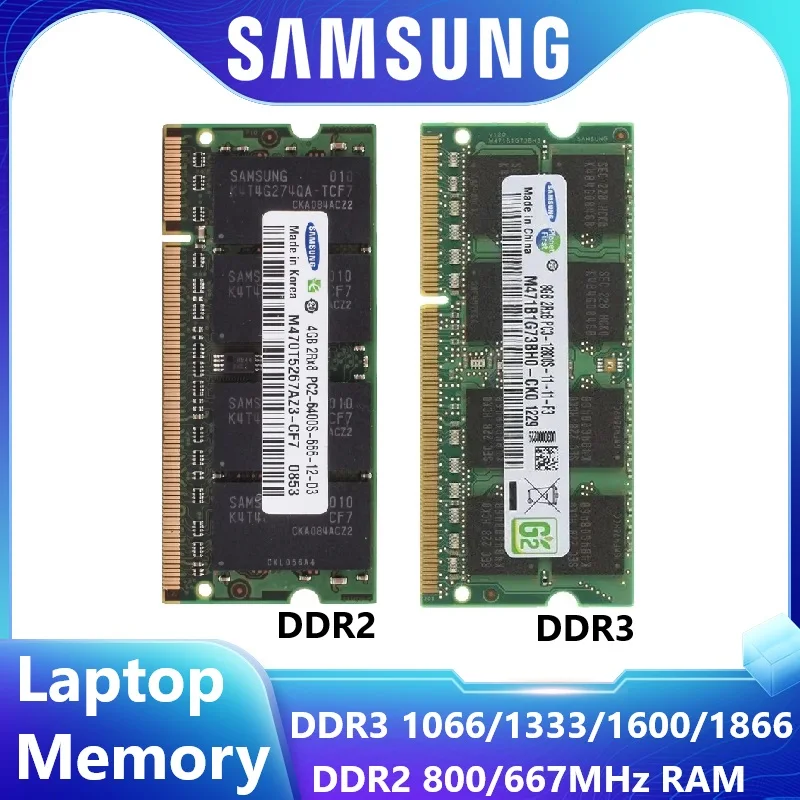 Samsung DDR2 DDR3 Ram Laptop Memory 2GB 4GB 8GB SODIMM RAM 667 800 1066 ...