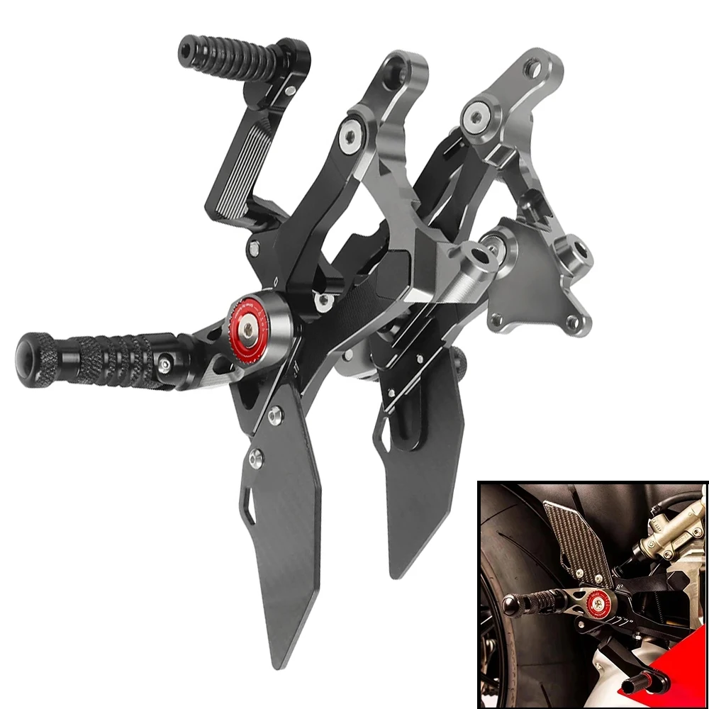 Motorcycle-Carbon-Fiber-CNC-Footpeg-Kit-Rearsets-Footrest-Rear-Set-For ...