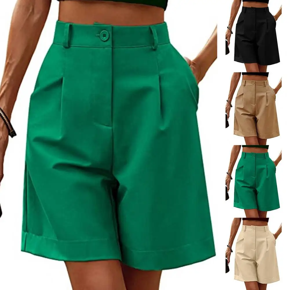Short-long-taille-haute-pour-femme-longueur-aux-genoux-short-de-bureau ...
