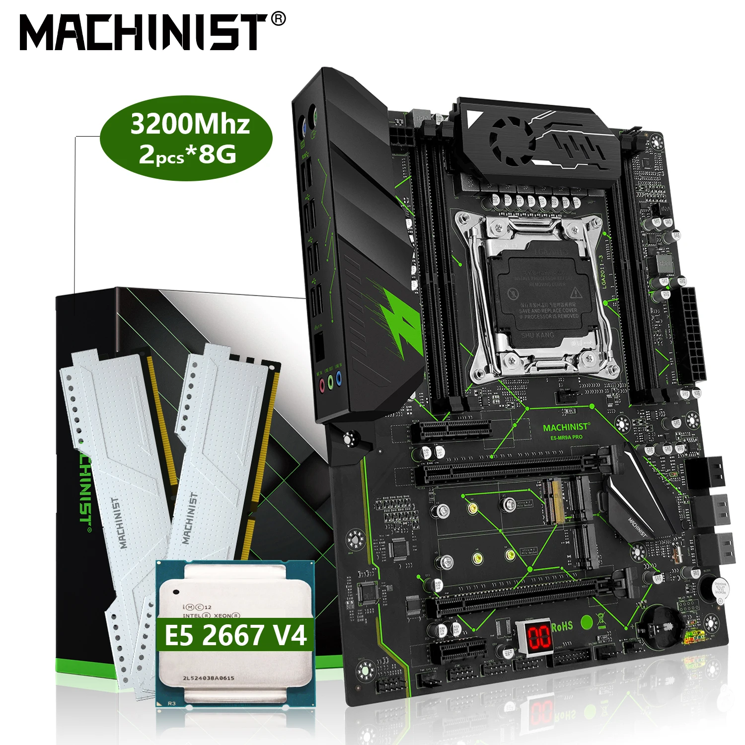 MACHINIST-MR9A PRO X99 Conjunto de Motherboard, Kit LGA 2011-3, Xeon E5 2667 V4 CPU, 2x8G = 16G ...