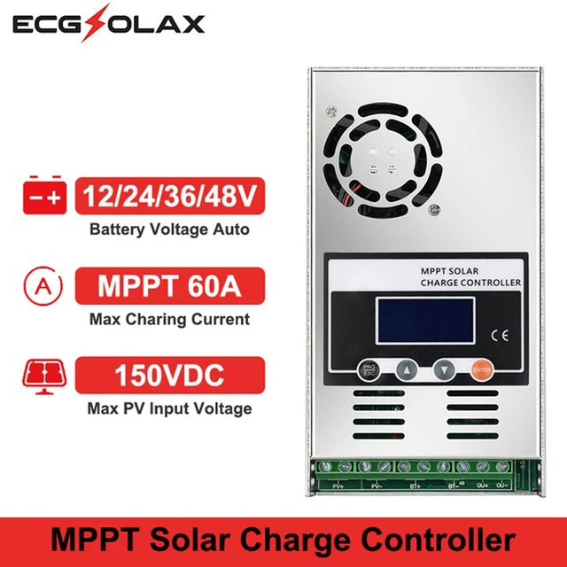 ECGSOLAX 60A MPPT Solar Charge Controller 12V 24V 36V 48V Battery Charge Regulator 60A Solar ...