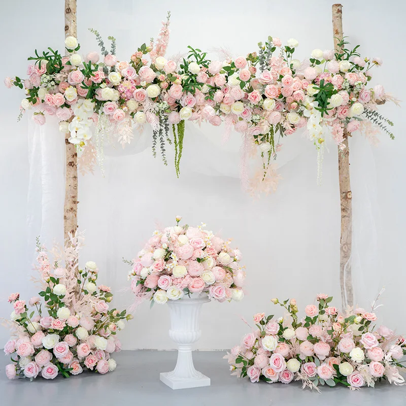 High-End-Pink-Color-Wedding-Decoration-Artificial-Flowers-Background ...