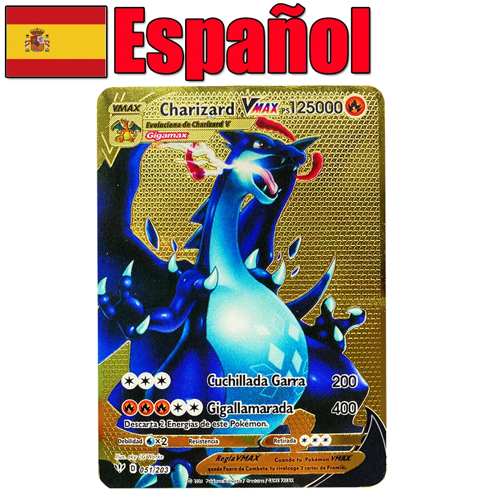 Sell-Well-Spanish-Pokemon-Metal-Card-Vmax-Original-PIKACHU-Charizard ...