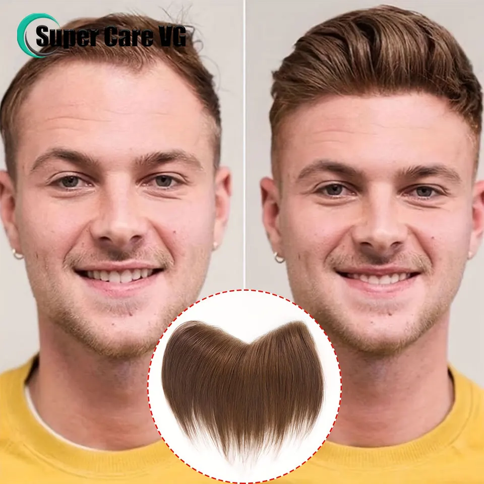16x2cm Human Hair Toupee Men Forehead Hairpiece Patch Hairline ...