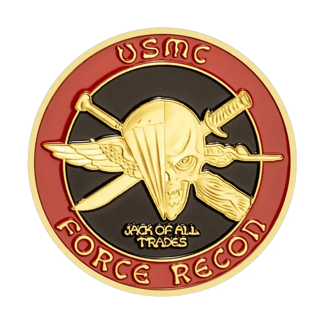 Gold Plated Force Recon Skull Pattern Commemorative Coin Marine Corps ...