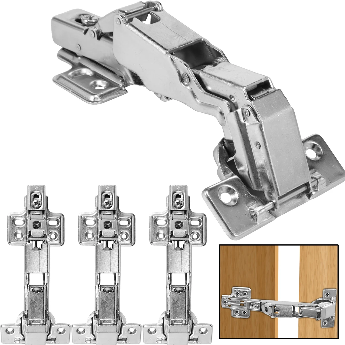 4Pcs 175Degree Cabinet Hinges Hydraulic Damp Buffer Concealed Furniture ...