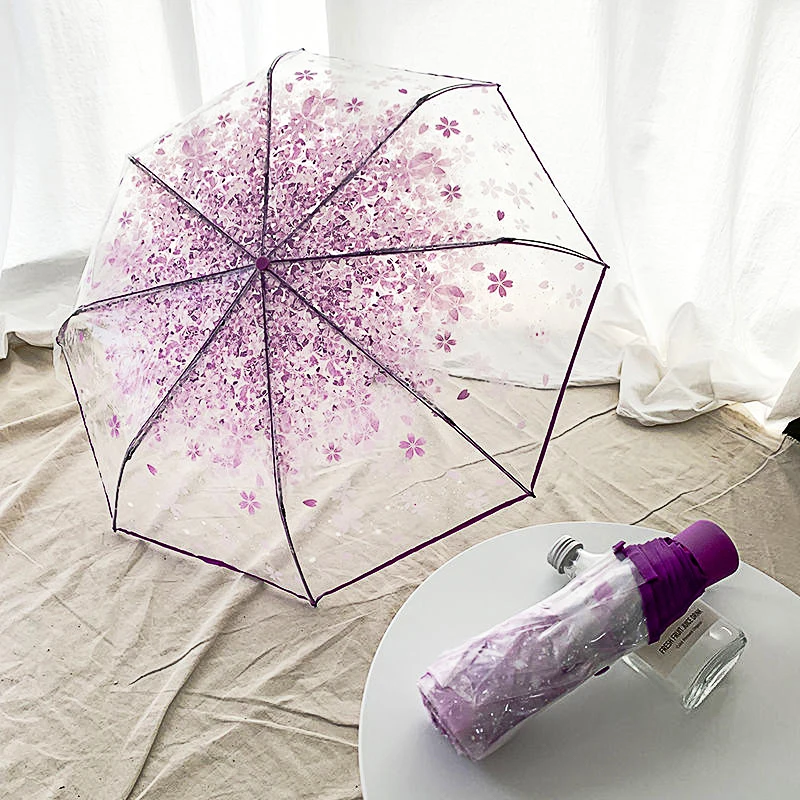 Korean-Umbrella-Cute-Mini-Fresh-and-Three-Fold-Japanese-Cherry-Blossom ...