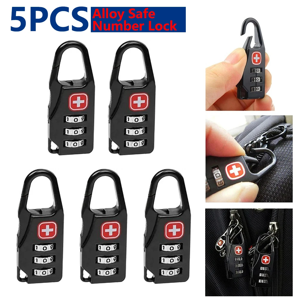 1-5PCS-Portable-Alloy-Lock-Padlock-Outdoor-Travel-Luggage-Zipper ...