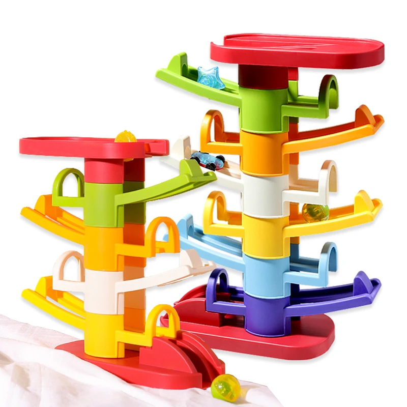 Children-Montessori-Slide-Track-Toys-Slide-Car-Rolling-Ball-Pile-Tower ...