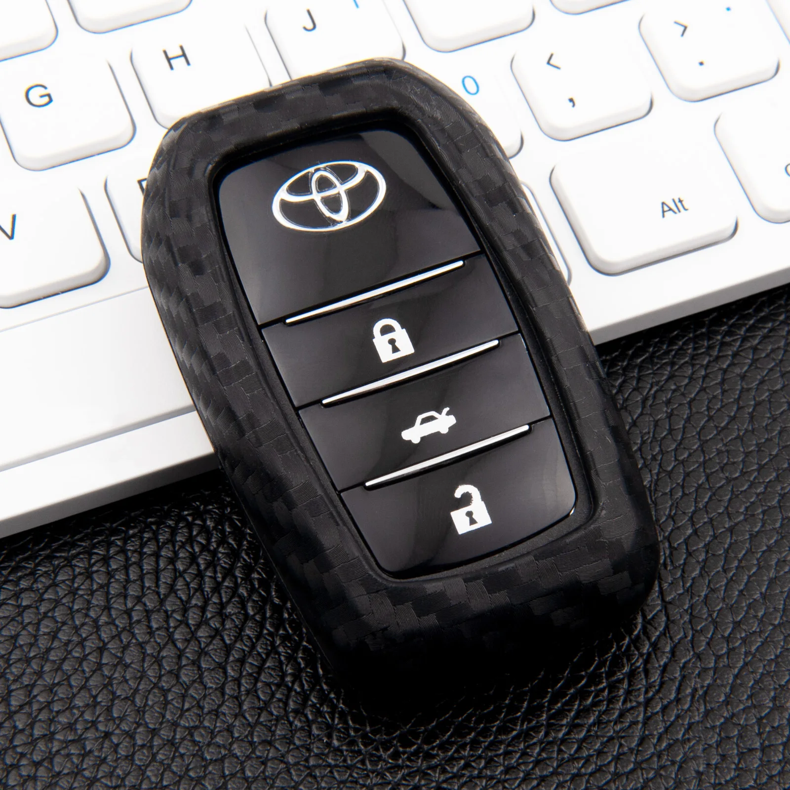Silicone-Carbon-Fiber-Car-Smart-Key-Case-Cover-For-Toyota-Alphard ...