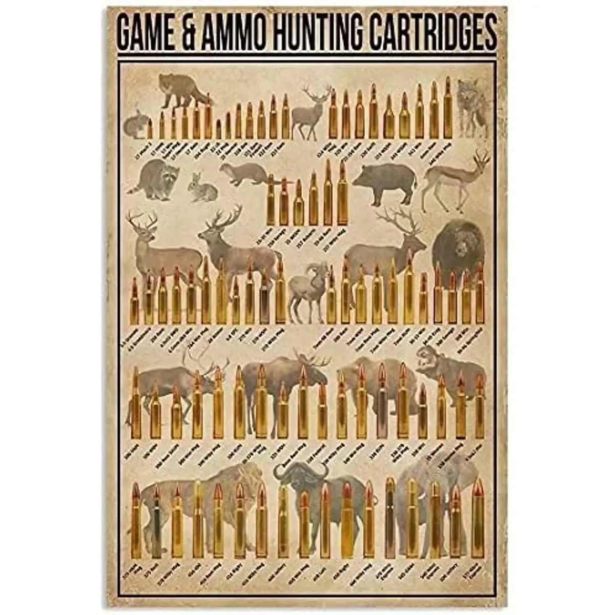 Ammo-Hunting-Cartridges-Retro-Education-Metal-TinSign-Knowledge-Art ...