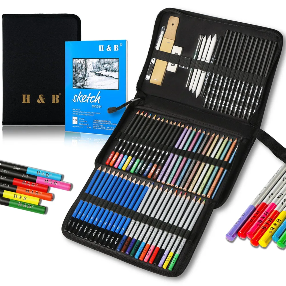 Art-Drawing-and-Sketch-Pencils-Set-Material-Escolar-Estojo-de-Desenho ...