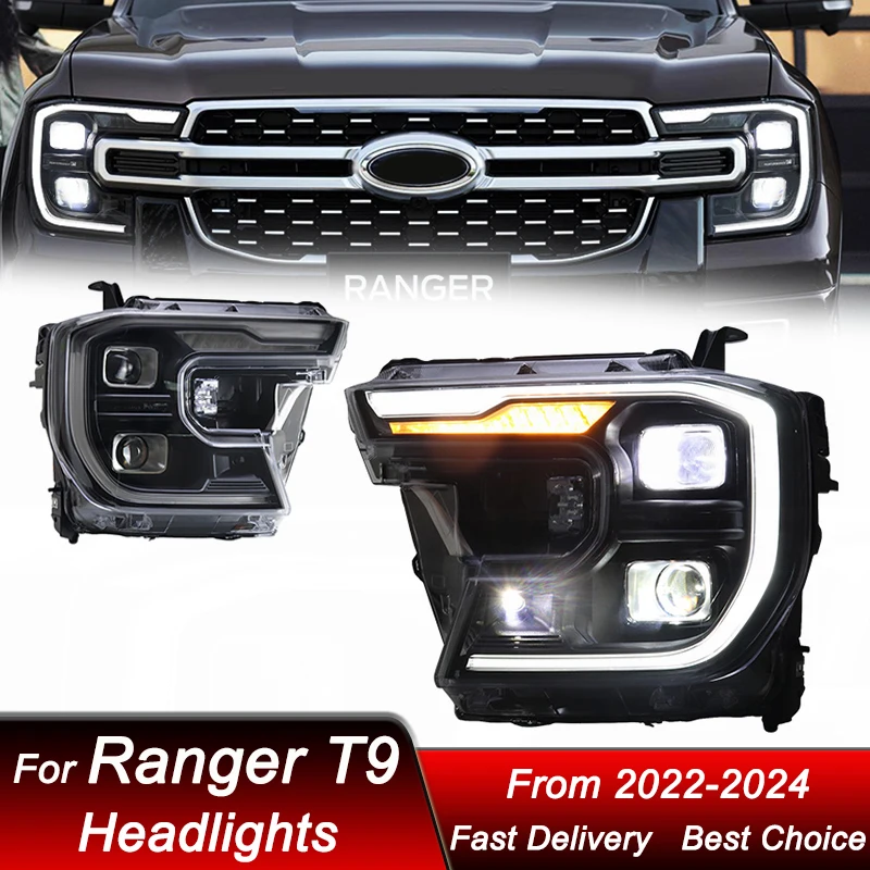 Car-Headlights-For-Ford-Ranger-T9-2022-2024-new-style-full-LED-Auto ...