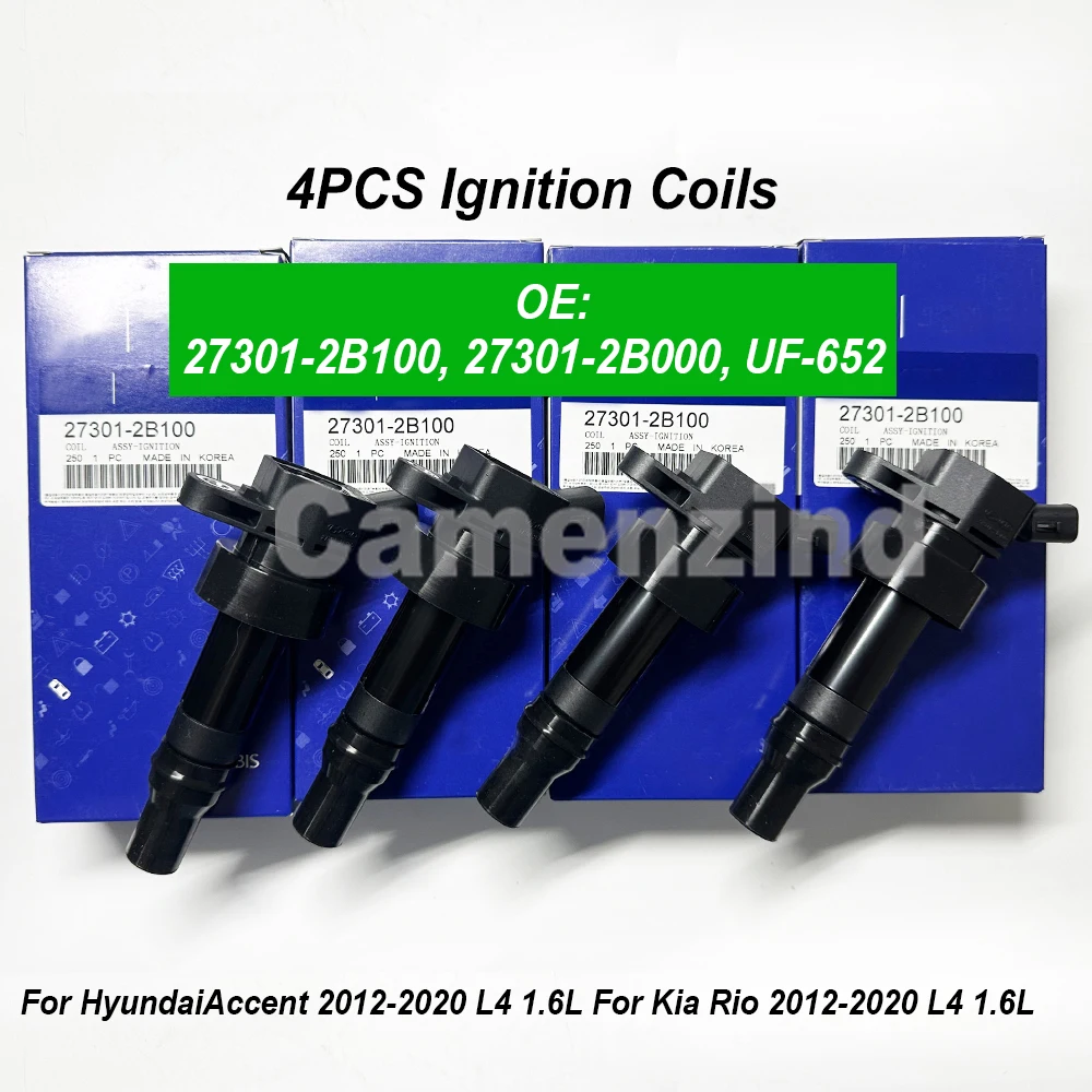 4PCS Ignition Coil 27301-2B100 UF-652 For Hyundai Accent 2012-2020 L4 1 ...