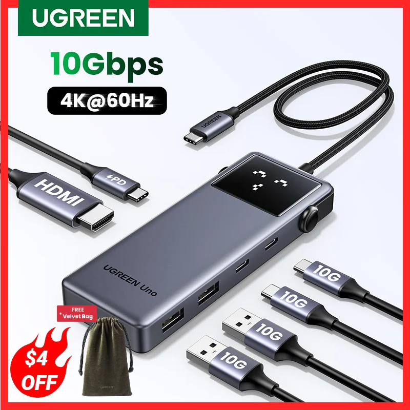 UGREEN-Uno-USB-C-HUB-6-in-1-4K60Hz-PD100W-10Gbps-USB3-2-Splitter ...