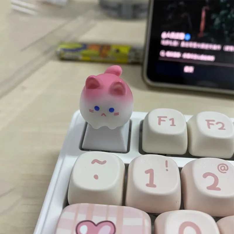 Cute-Cat-Pink-Keycap-OEM-Height-Personalized-Creative-Girls-Mechanical ...