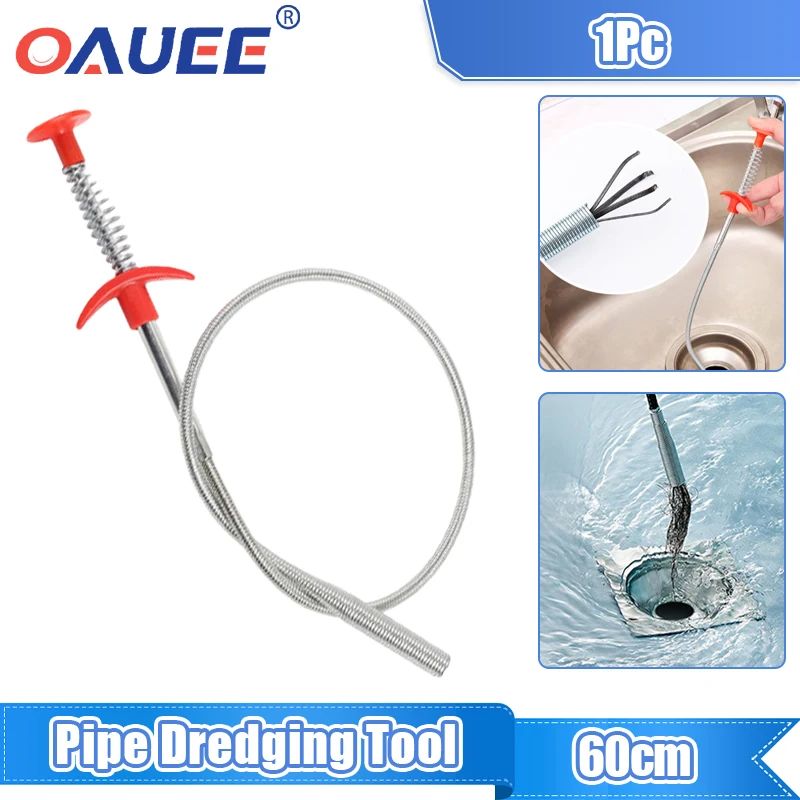 60CM-Spring-Pipe-Dredging-hand-pinch-Pipe-Cleaner-Drain-Sticks-Clog ...