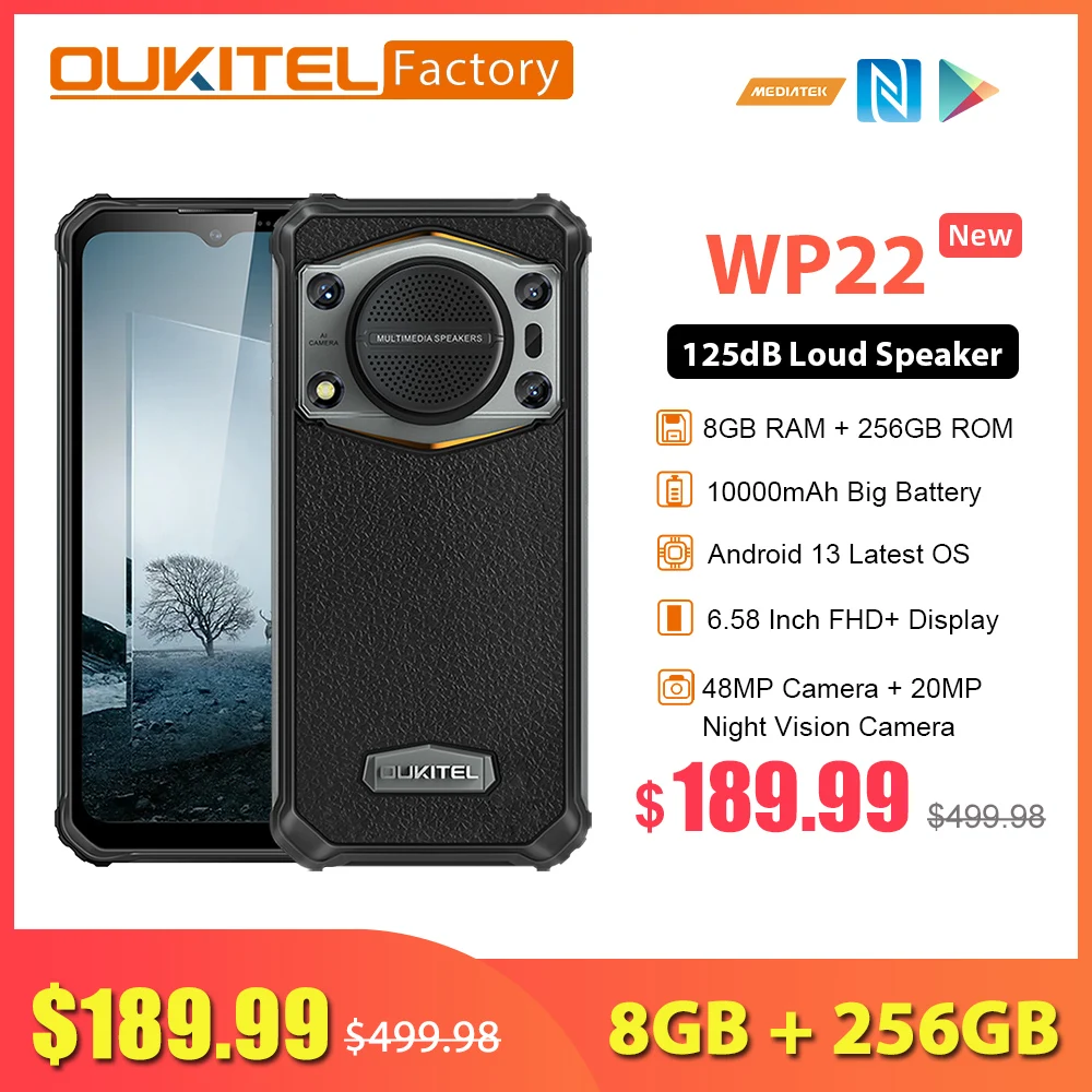 OUKITEL-tel-fono-inteligente-WP22-resistente-Smartphone-con-8GB-256GB ...
