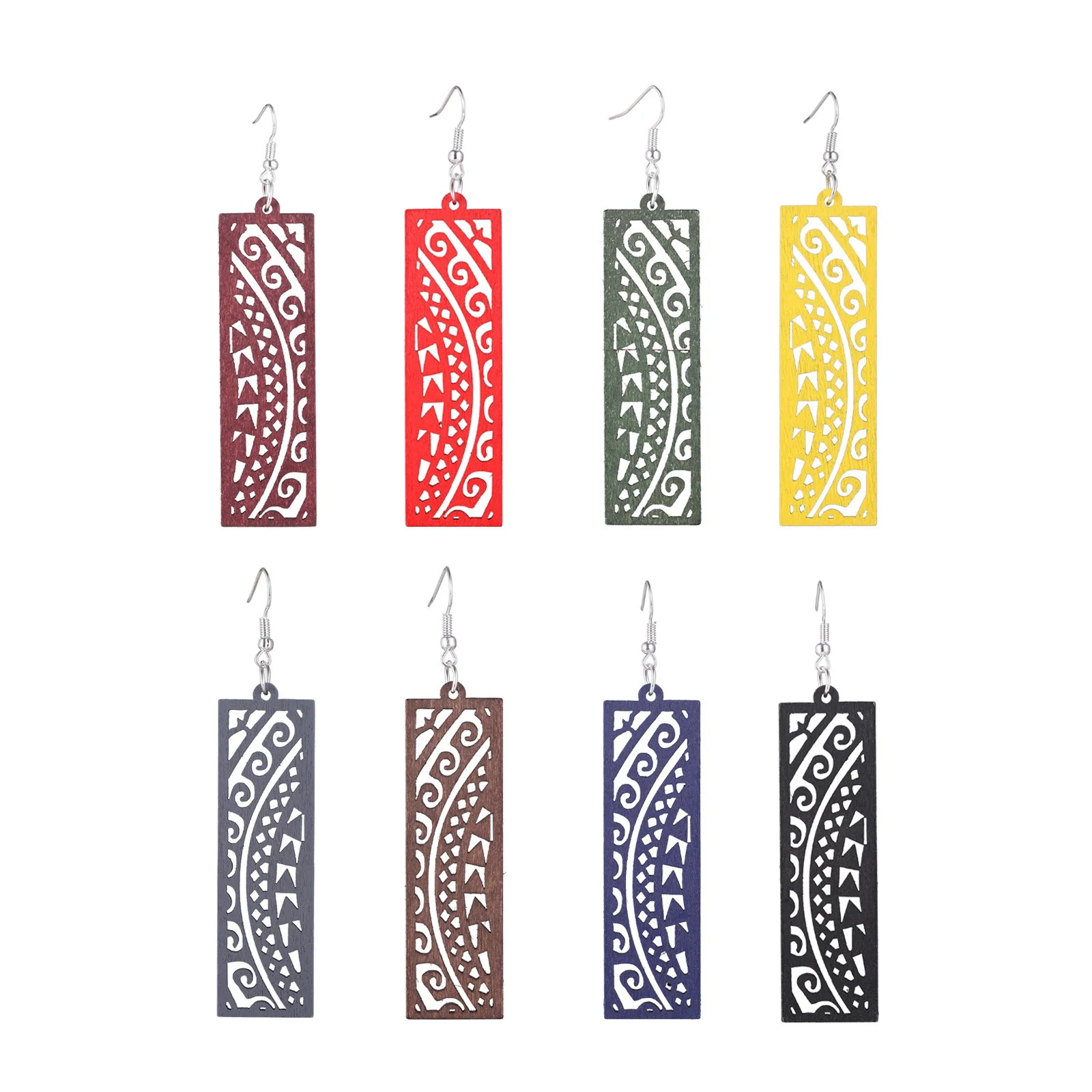 Hawaiian-Design-Wooden-Tribal-Earrings-Polynesian-Samoan-Tonga-Chuuk ...