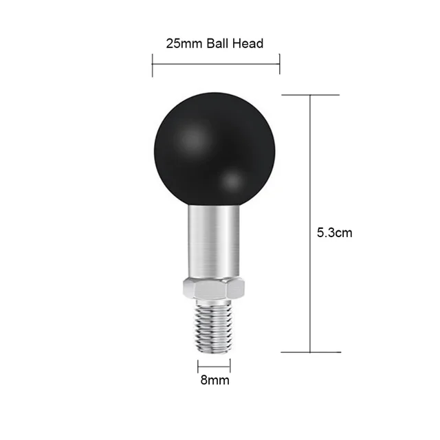 1 inch Ball head Adapter for Mount Motorcycle Handlebar Clip Rearview ...