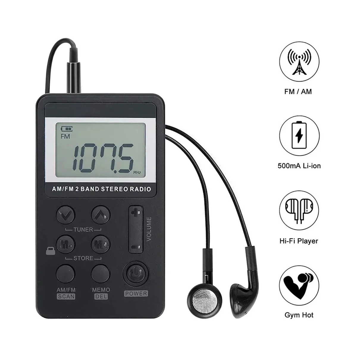 Portable Radio FM/AM Dual Band Stereo Digital Portable Mini Radio ...