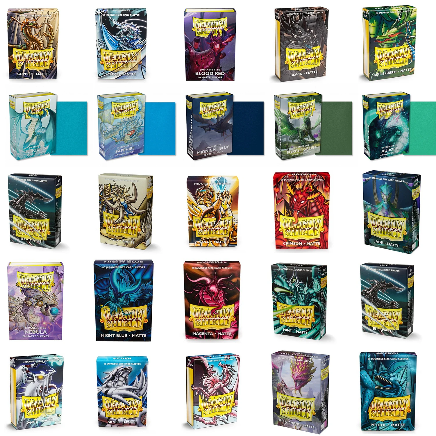 60CT-BOX-Solid-Color-SMALL-Size-Matte-Card-Sleeves-Demark-Dragon-Art ...