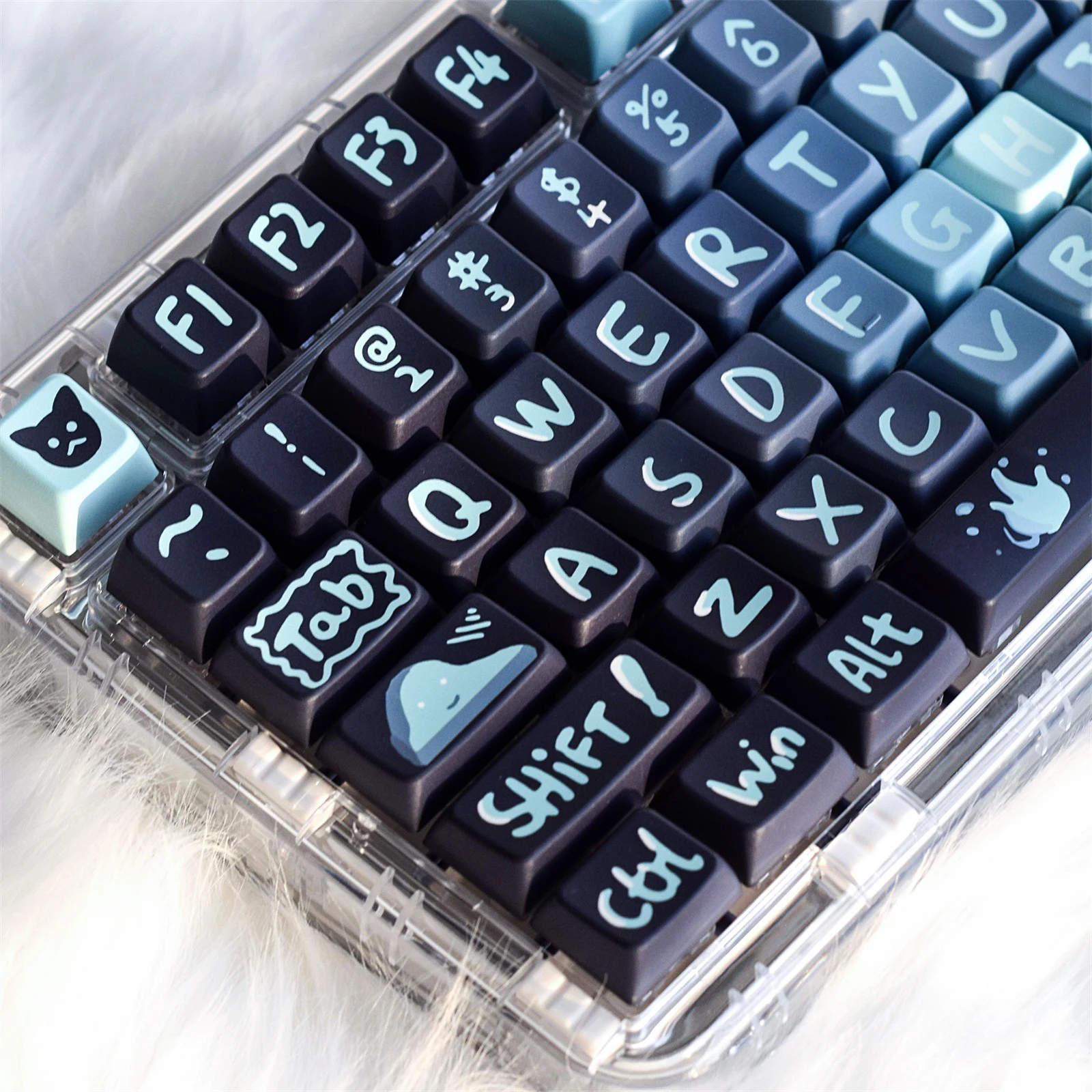 Ghost-Cat-Key-Caps-PBT-OEM-Profile-For-Cherry-MX-Mechanical-Keyboard ...