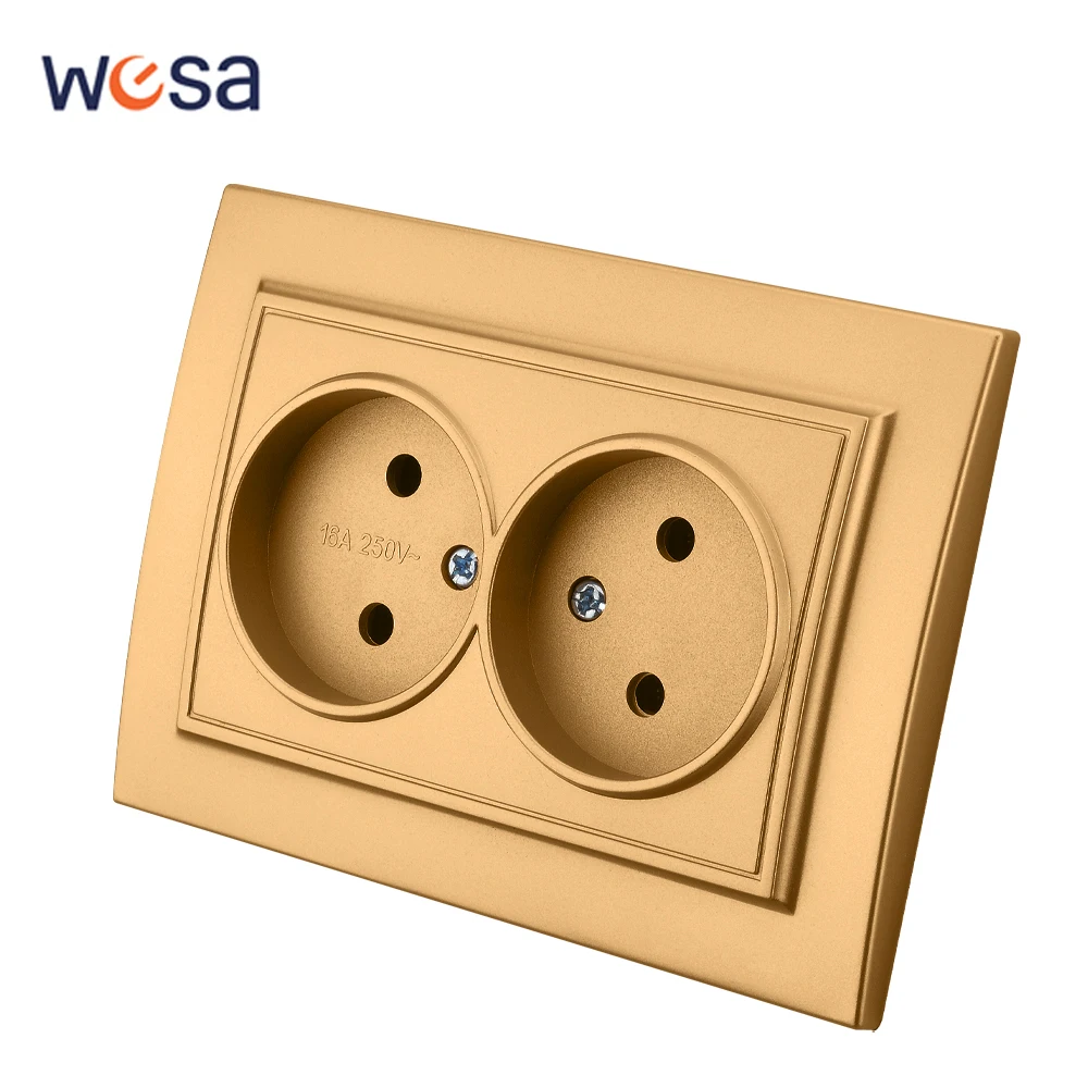 WESA-Gold-Power-Socket-European-Standard-Wall-Socket-Electrical-Outlett ...