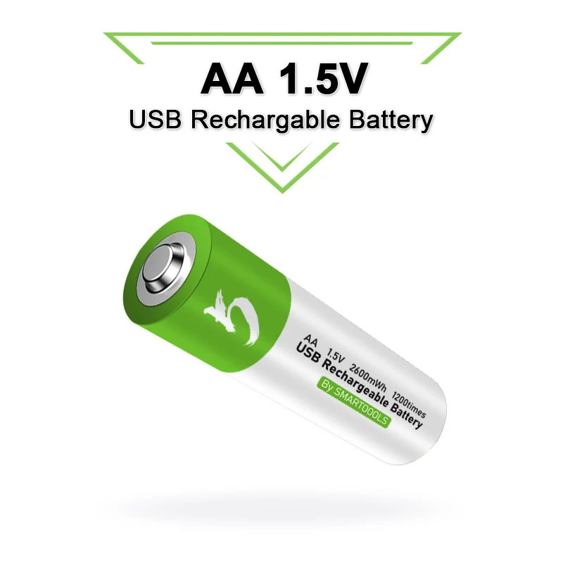 High Capacity 1.5v Aa 2600 Mwh Usb Rechargeable Li-ion Battery For ...
