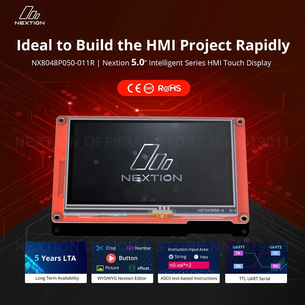 Nextion Nx8048p050-011r 5.0 Inch Resistive Hmi Touch Display Lcd-tft ...