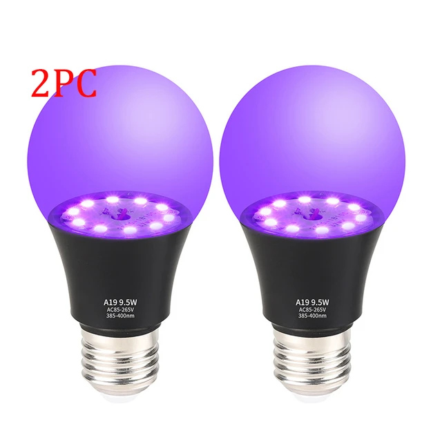 2個セット LEDブラックライト UV紫外線電球 9.5W E26 385nm LED - ライト・照明器具