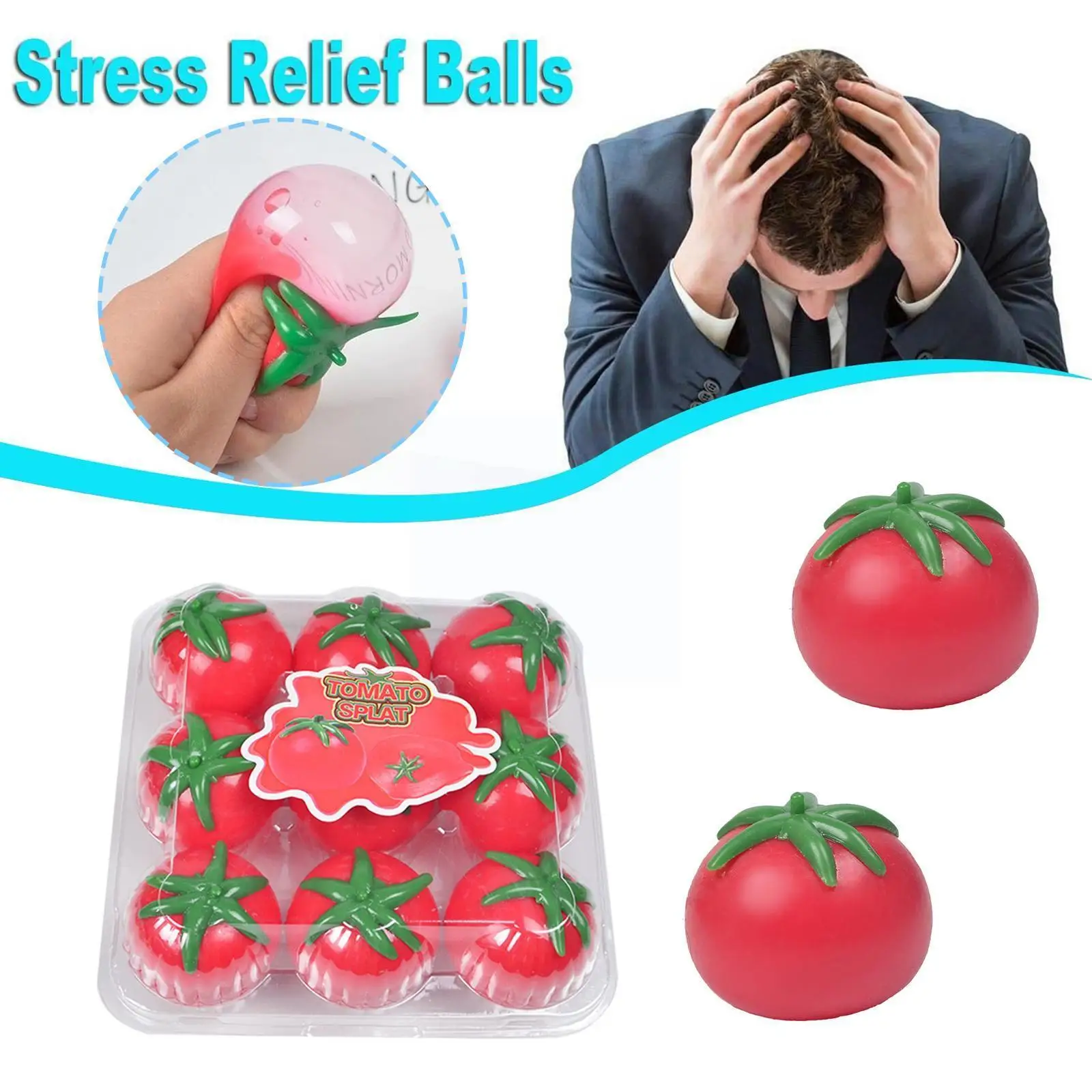 Funny Tomato Decompression Toy Kids Autism Squeeze Prank Relief Water ...