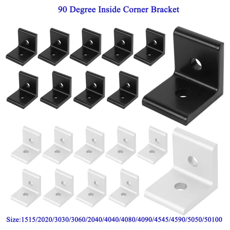10pcs 2020 3030 4040 2040 Aluminum Profile 2 Hole 4 Hole L Shape Inside ...