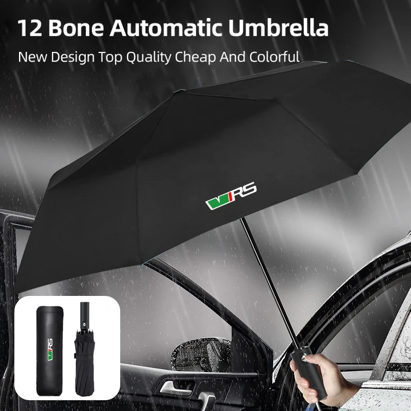 For-Skoda-12-Bone-Car-Automatic-Folding-Umbrella-Sunshade-Accessories ...