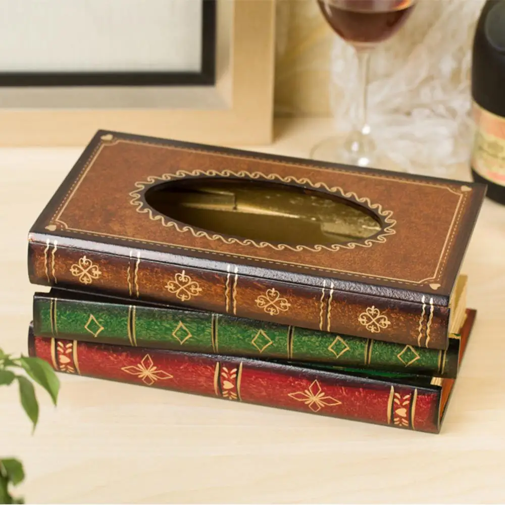 Table-Decor-Decoration-Vintage-Book-Shaped-Tissue-Case-Box-Container ...