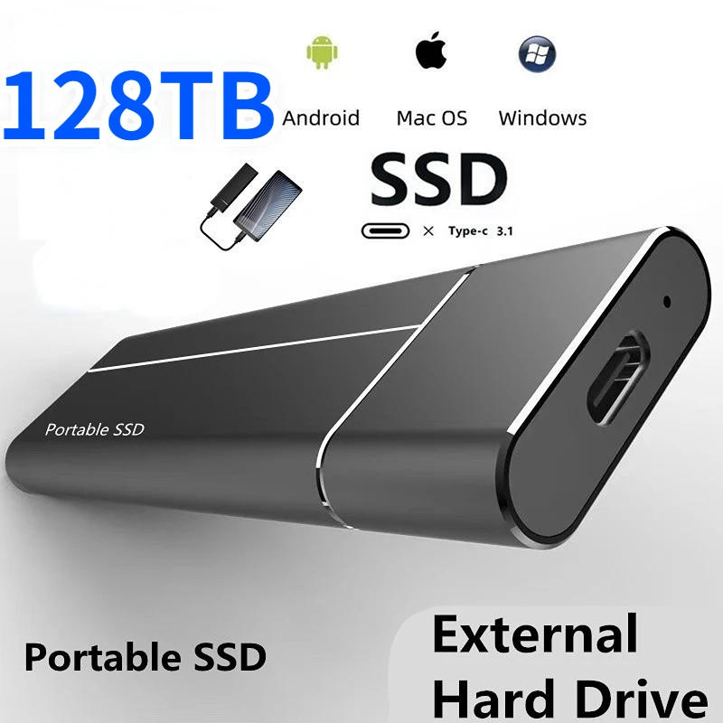 NEW 128TB 64TB 32TB 16TB 8TB High Speed Mobile External Hard Drive SSD ...