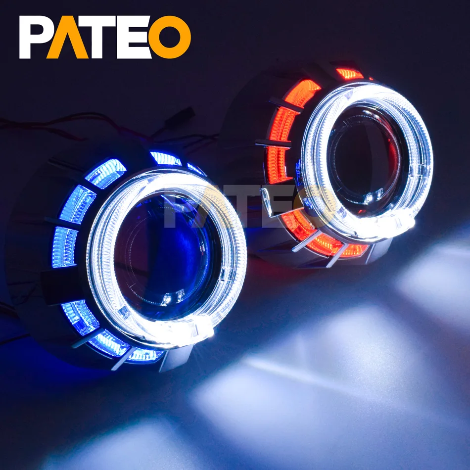 Doble-LED-ptico-Ojos-de-ngel-Halo-anillos-bi-xen-n-lentes-coche-faro ...
