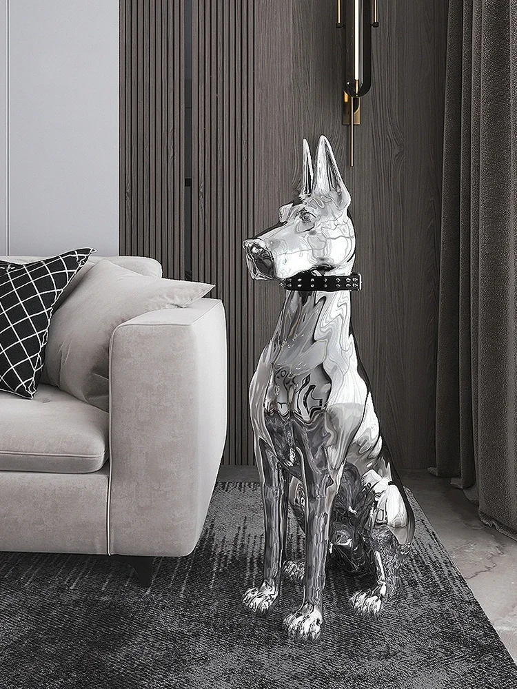 Home Decor 75CM Electroplated Dog Statue Ornament Creative Living Room ...
