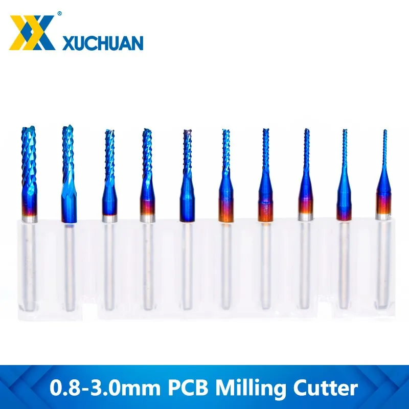 Corn End Milling Cutter 0.8 3.0mm Blue Coated CNC Router Bits 3.175 ...