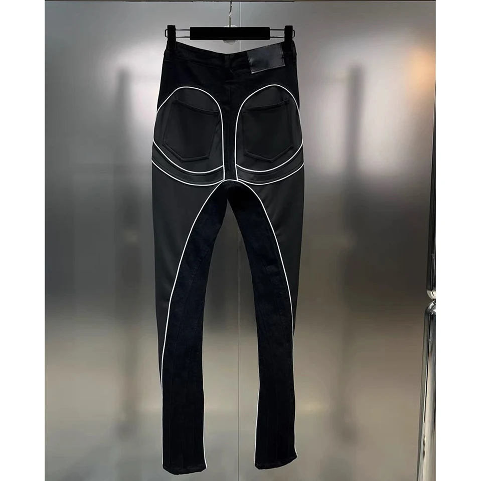 Women-s-Long-Jeans-Fashion-Denim-Pants-Contrast-Panel-Patchwork-Pants ...